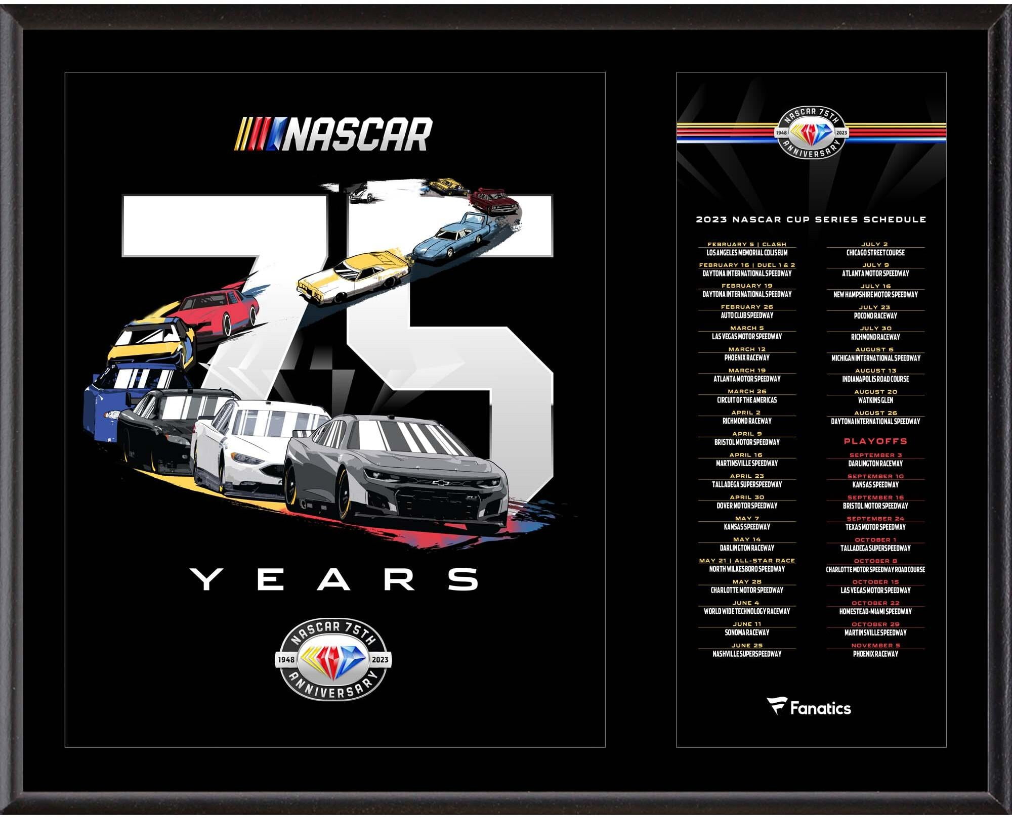 Nascar 75th Anniversary 2023 Scheduled 12" x 15" Sublimated Plaque ...