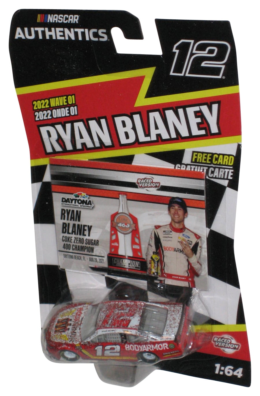 Nascar Authentics Ryan Blaney (2021) Red & White 1:64 Toy Car #12 w ...