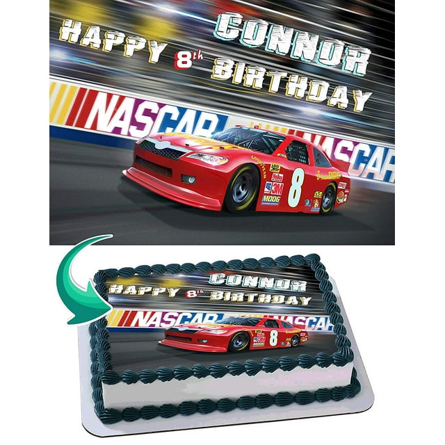 Nascar Racing Cars Edible Cake Image Topper Personalized Birthday Party ...