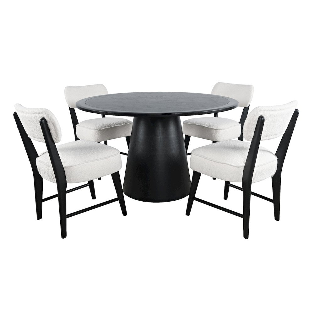 Nash Mid-Century Modern Five Piece Pedestal Dining Set with Upholstered ...