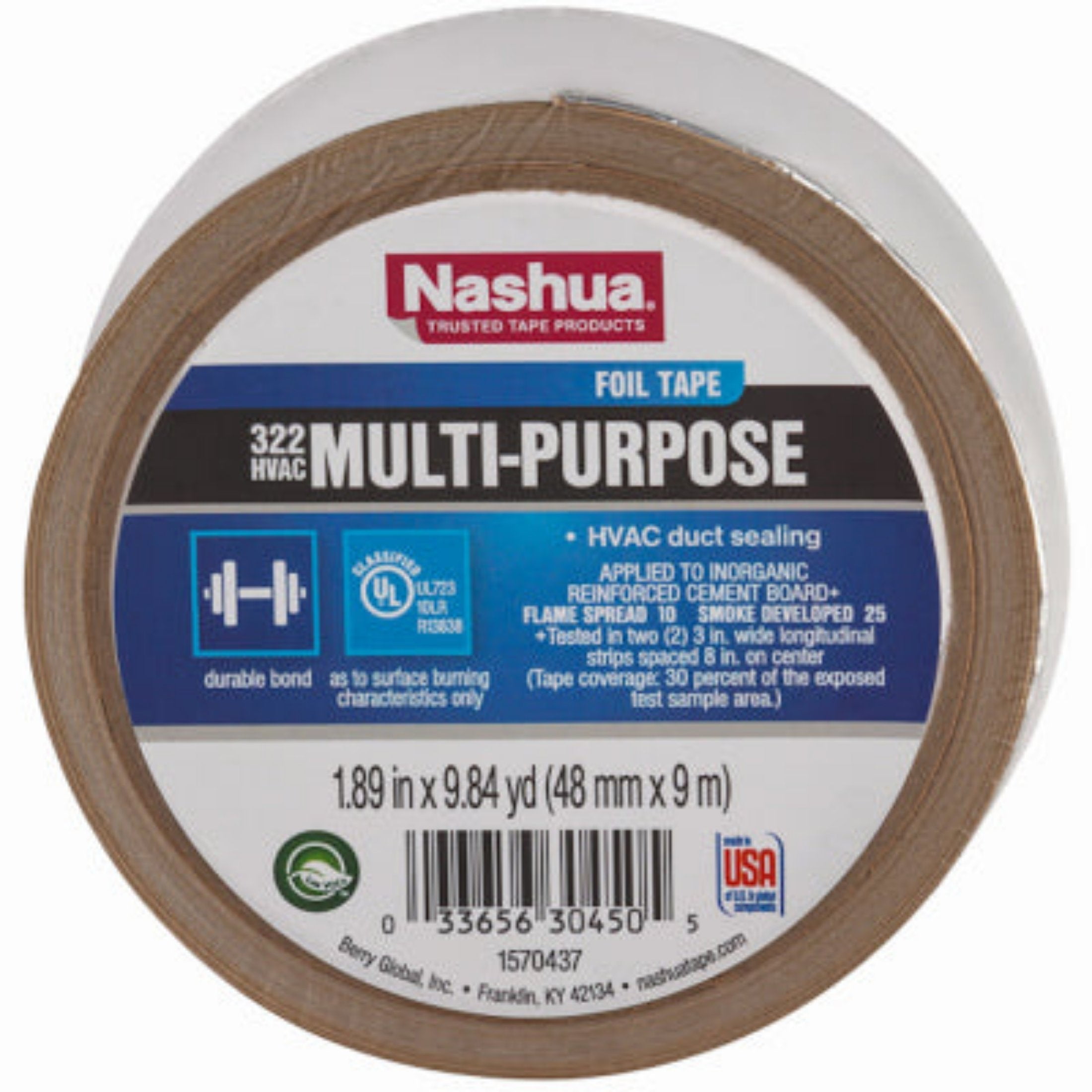 Nashua 1087626 1.89" x 9.84 Yard Roll of Multi-Purpose HVAC Duct ...