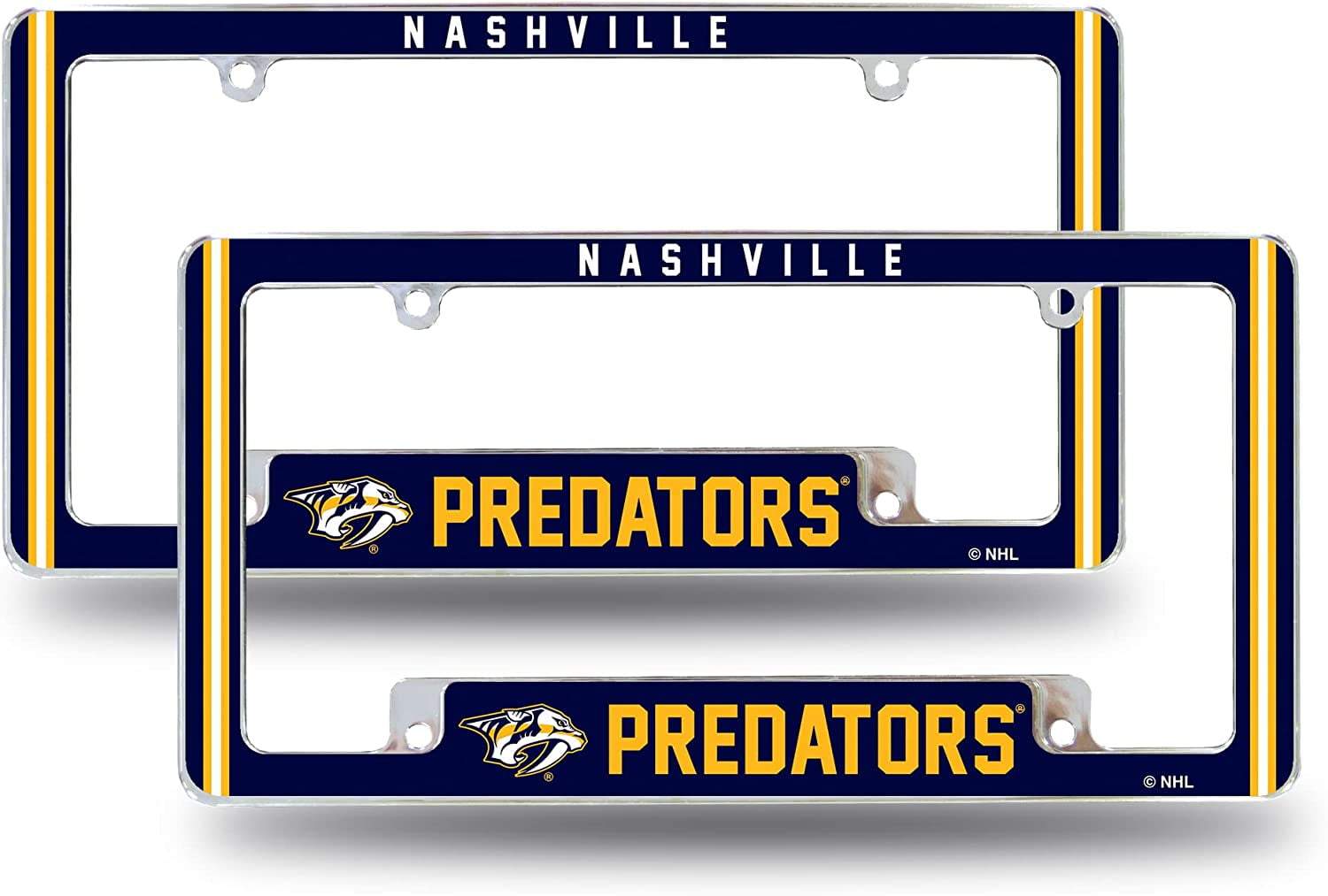 Nashville Hockey Predator's (Set of 2) Chrome Metal License Plate ...