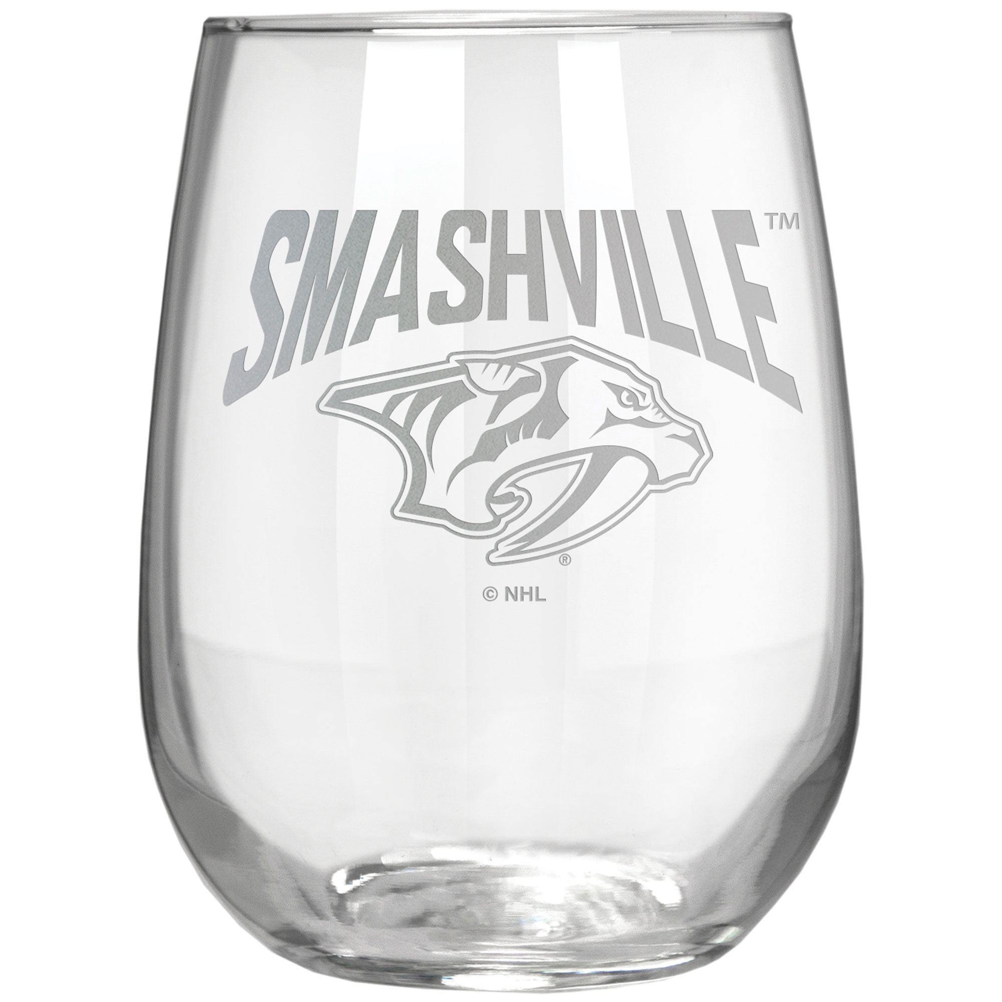 Nashville Predators Etched 17oz. Rally Cry Stemless Wine Glass ...