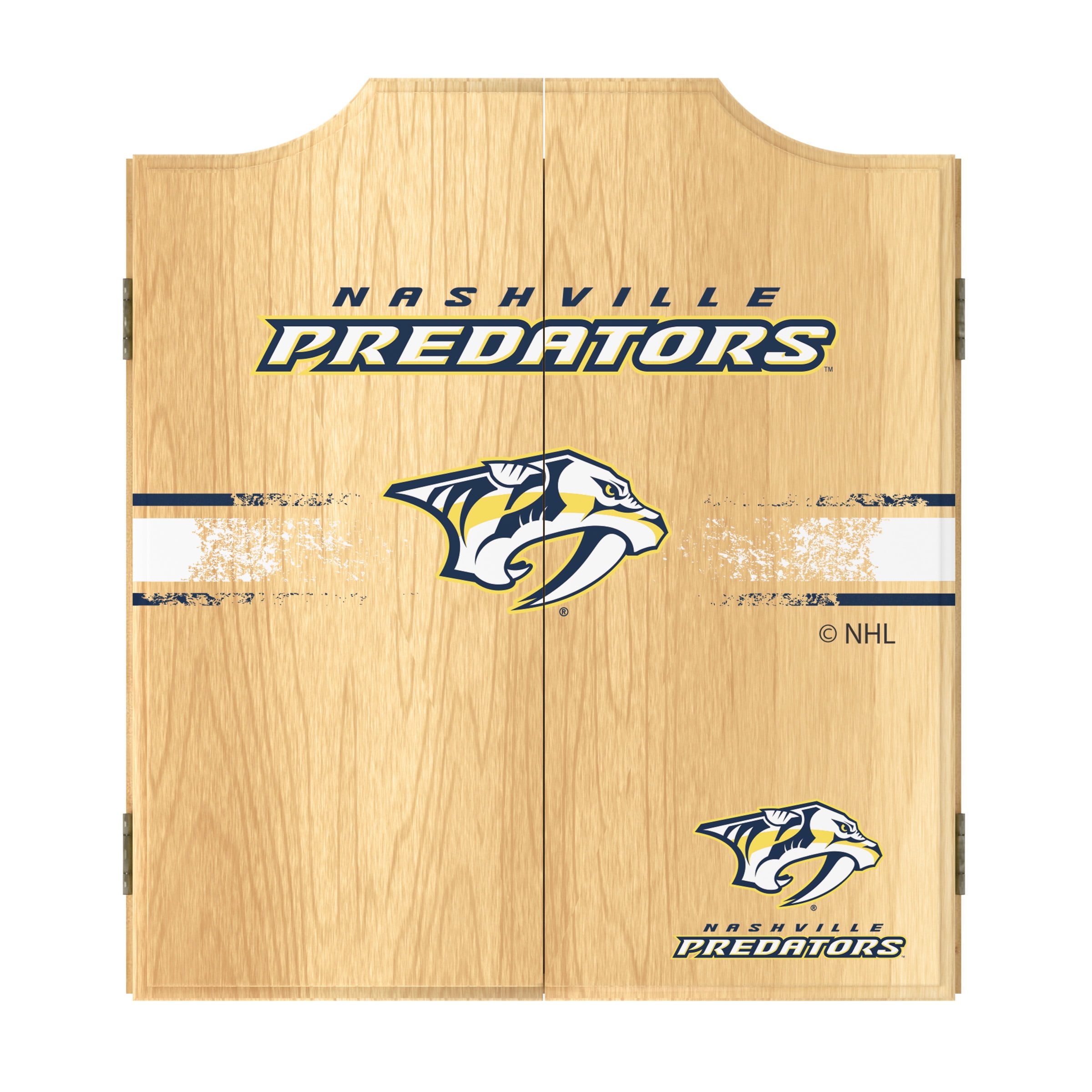 Nashville Predators Logo Dart Board Cabinet Set with 6 Steel Tip Darts ...