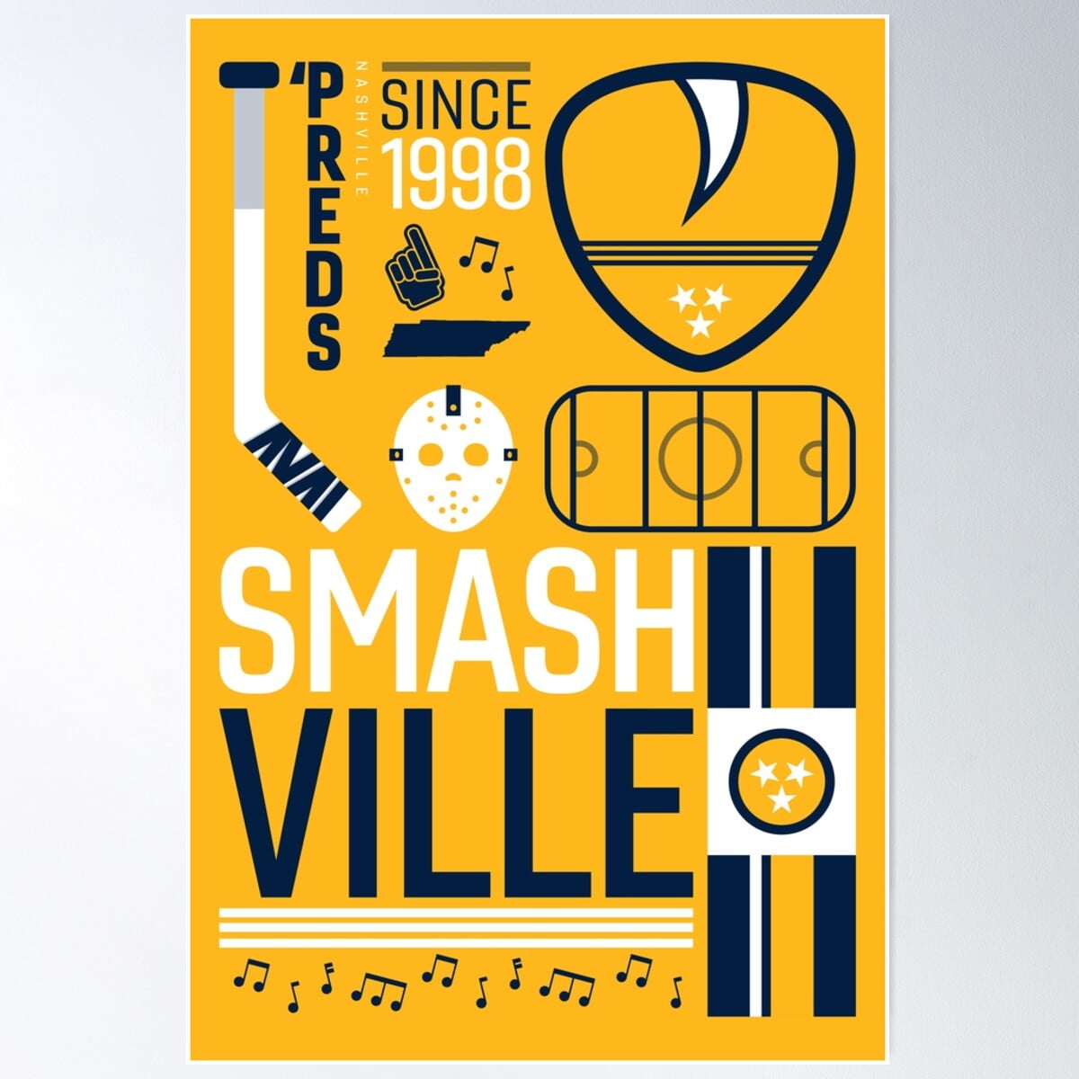 Nashville Predators Poster Wall Art, Modern Wall Decor, 12x18 UNFRAMED ...