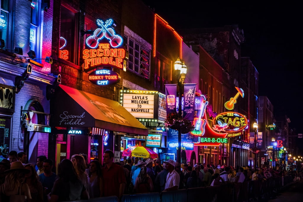 Nashville TN Neon Music Scene Night Photo Poster Bar Restaurant Street ...