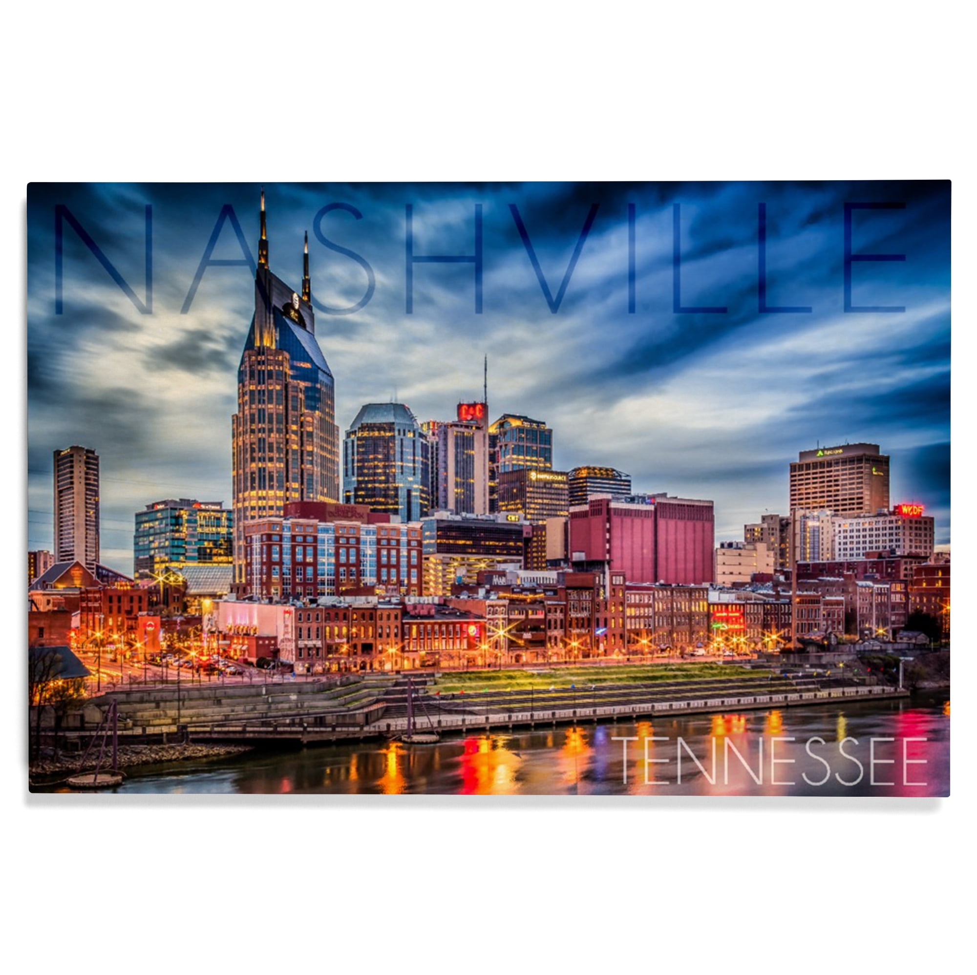 Nashville, Tennessee, Colorful Skyline Birch Wood Wall Sign (12x18 ...