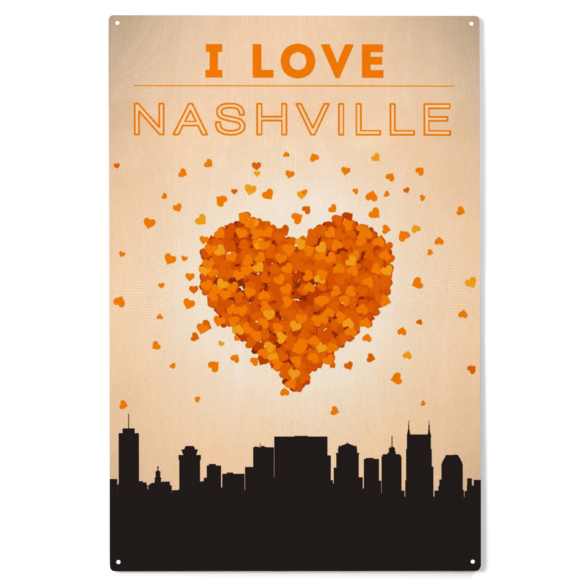 Nashville, Tennessee, Orange and Cream Birch Wood Wall Sign (10x15 ...