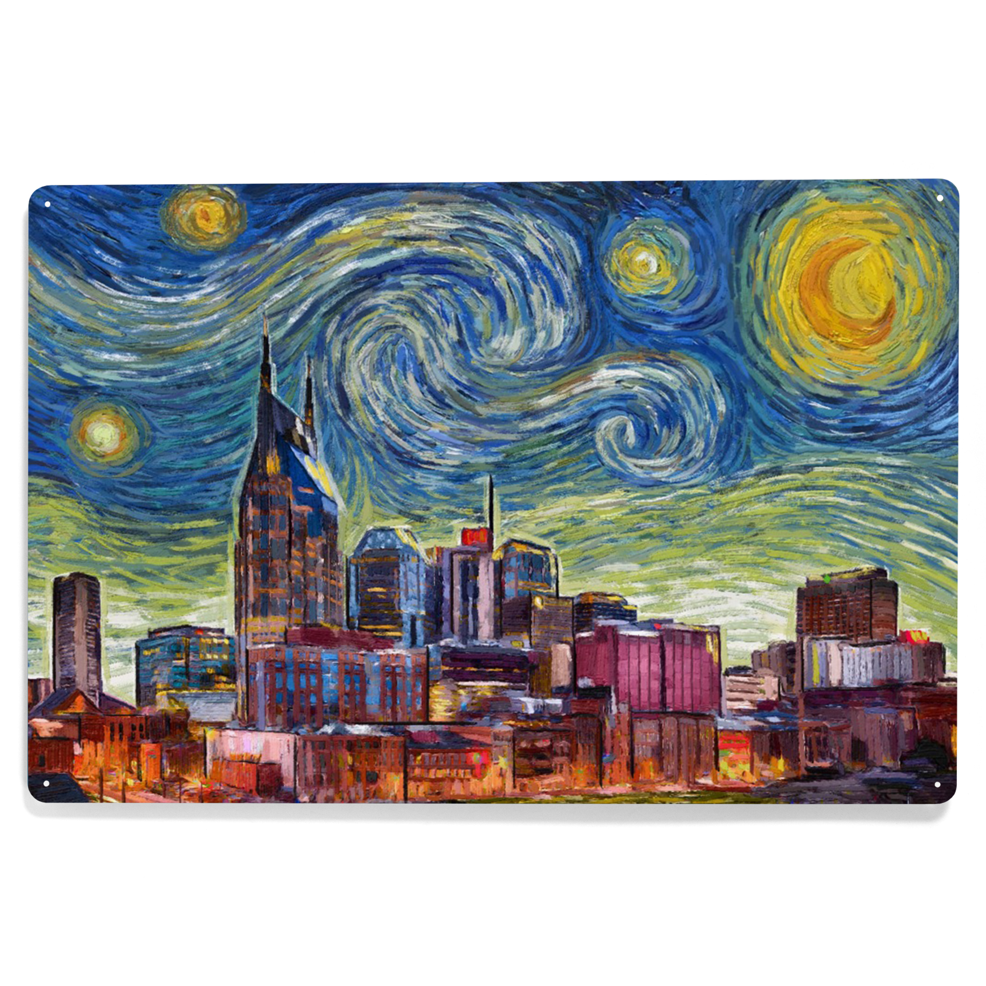 Nashville, Tennessee, Starry Night Series (12x18 Aluminum Art, Indoor ...