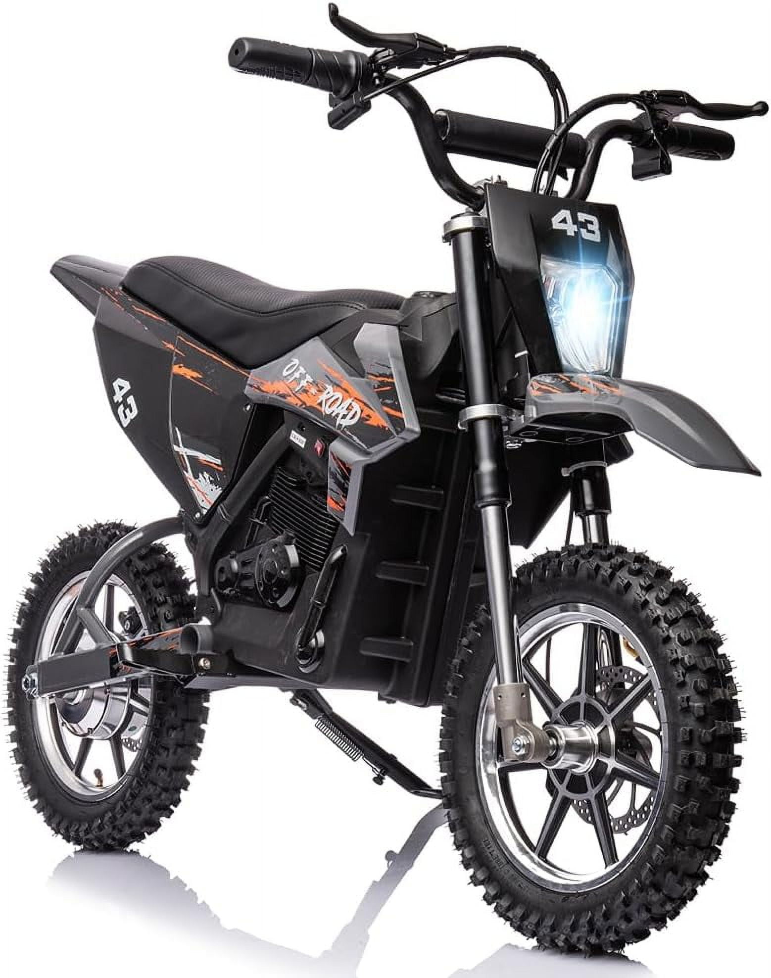 36V Teen Electric Dirt Bike, 350W Motor, Speed 15.5 MPH, LED Headlight, Max Load 175lbs, Black ...