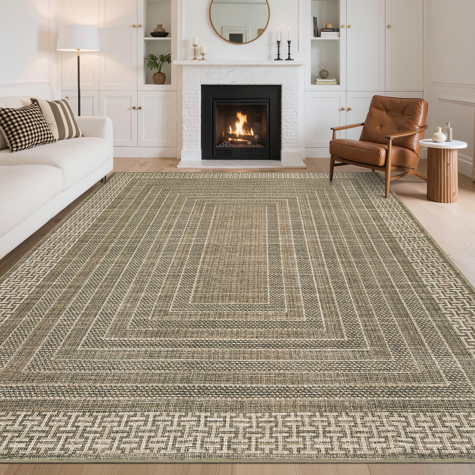 Nasitip Modern Geometric Stripe Brown 9'x12' Area Rugs for Living Room ...