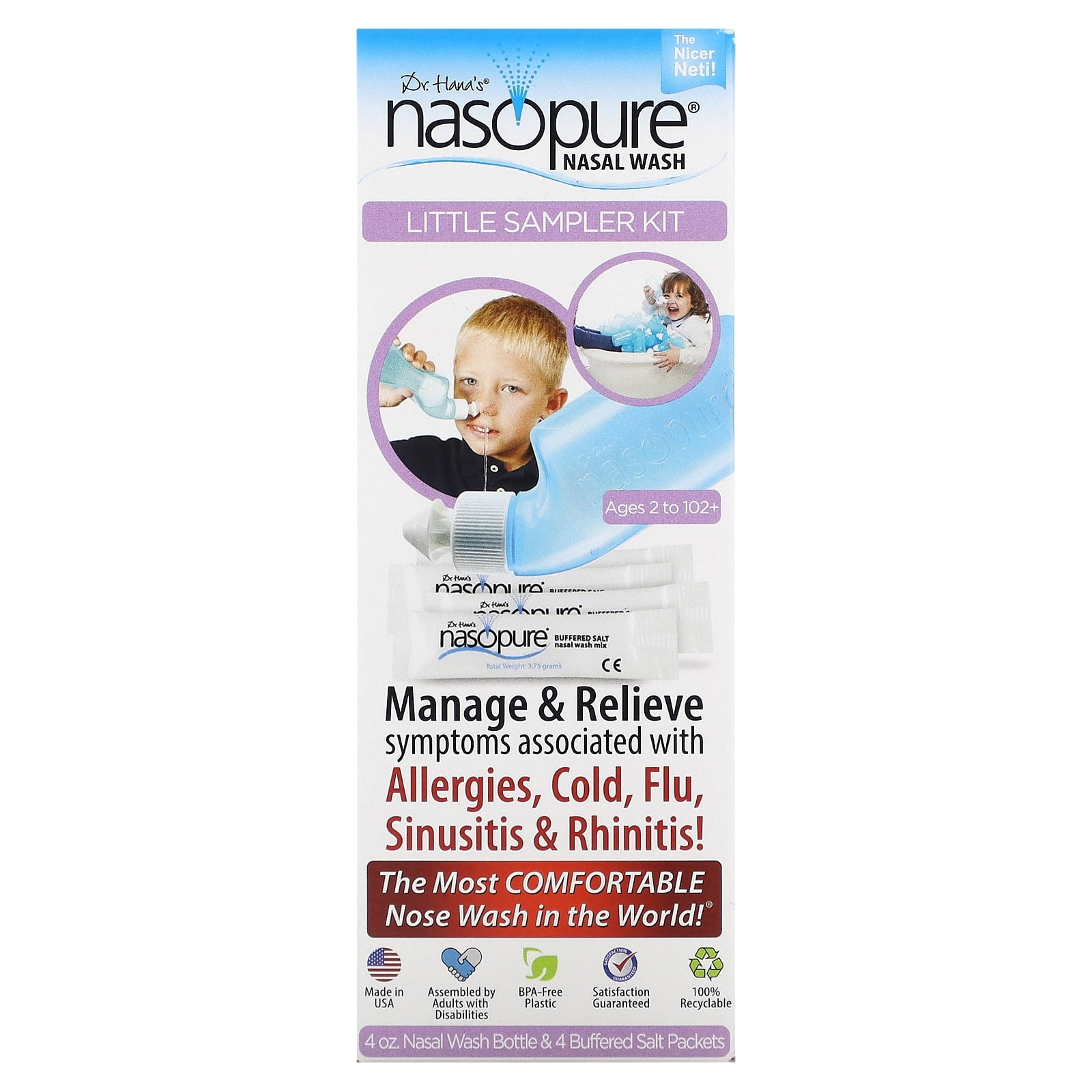 Nasopure Dr. Hana's Nasal Wash, Little Sampler Kit, Ages 2 to 102+, 6 ...