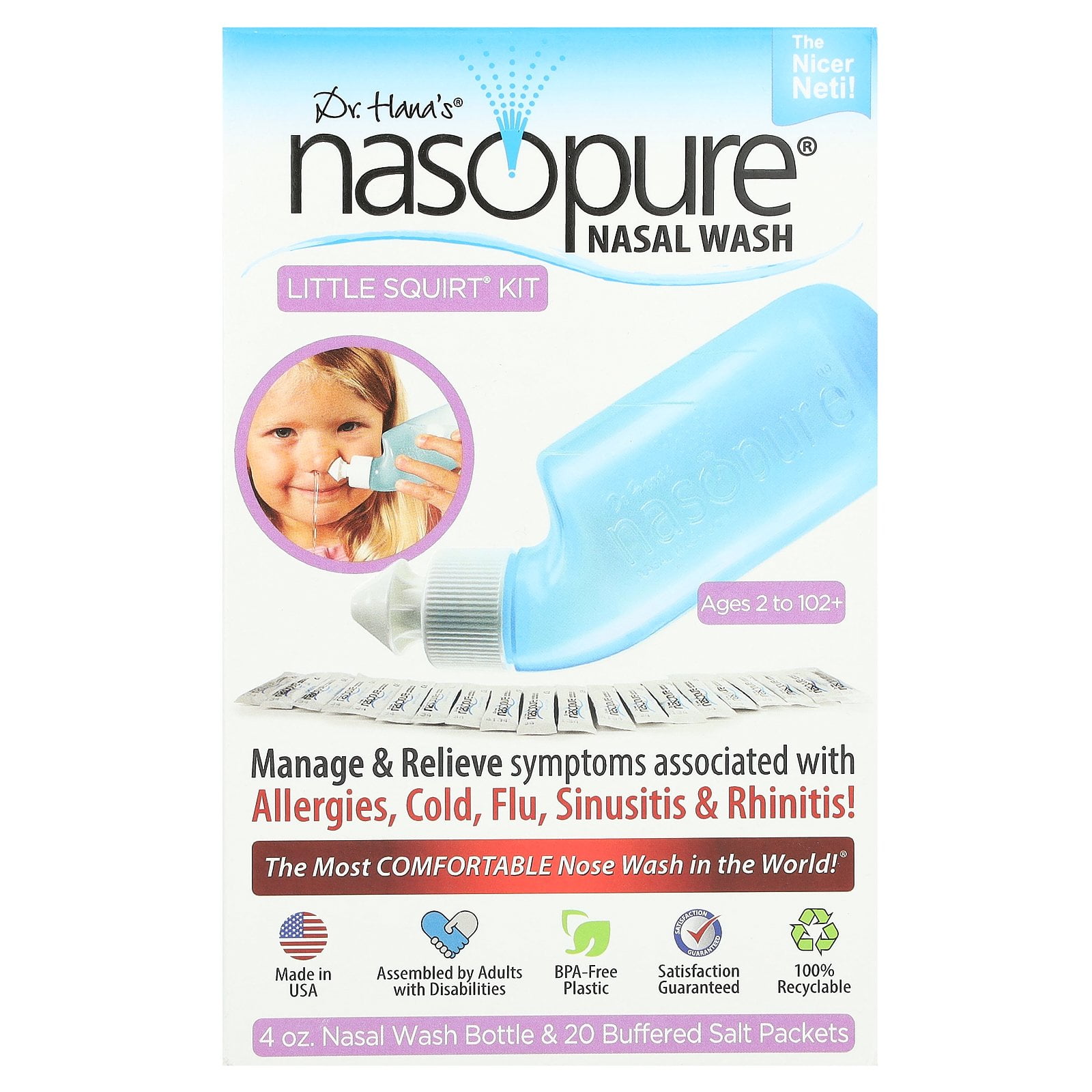 Nasopure Nasal Wash, Little Squirt Kit, Ages 2 to 102+, 1 Kit HSA/FSA ...