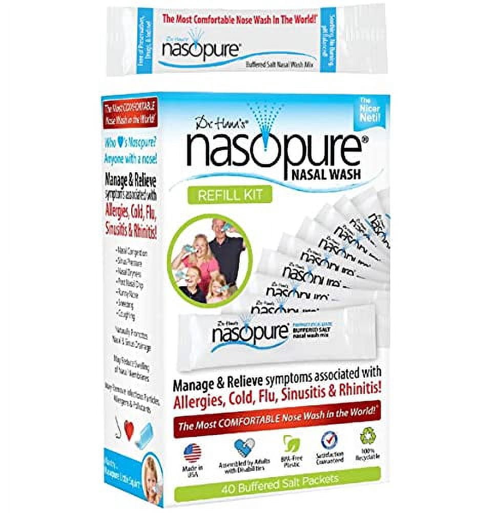 Nasopure Nasal Wash, Refill Kit, â€œThe Nicer Neti Potâ€ Sinus Wash Kit ...