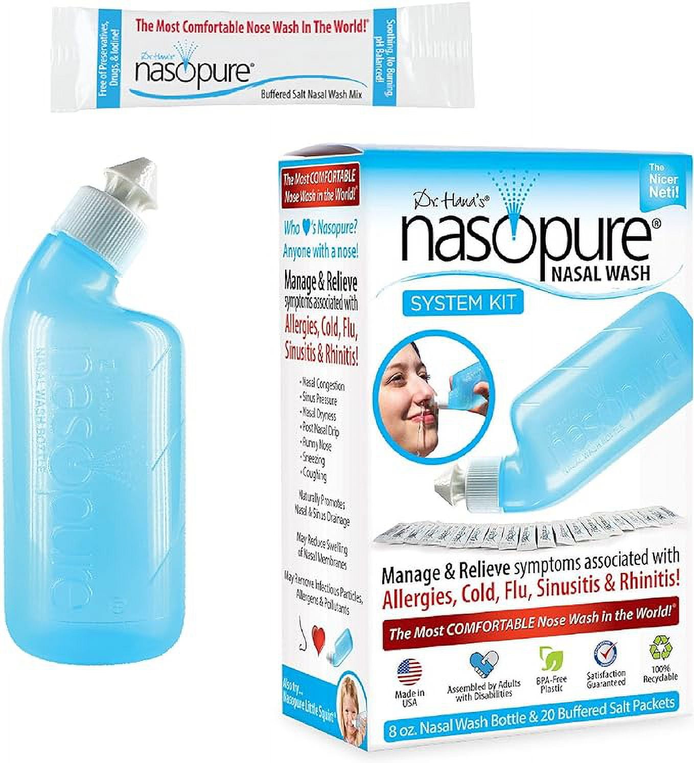 Nasopure Nasal Wash, System Kit, “The Nicer Neti Pot” Sinus Wash Kit ...