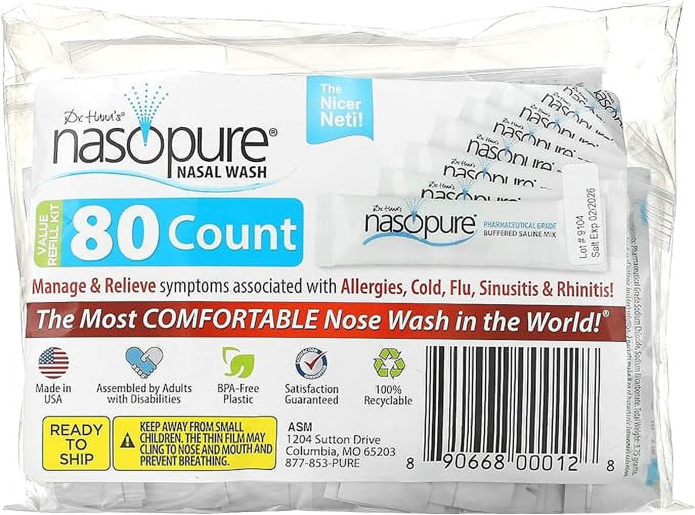 Nasopure Nasal Wash, Value Refill Kit, “The Nicer Neti Pot” Sinus Wash ...