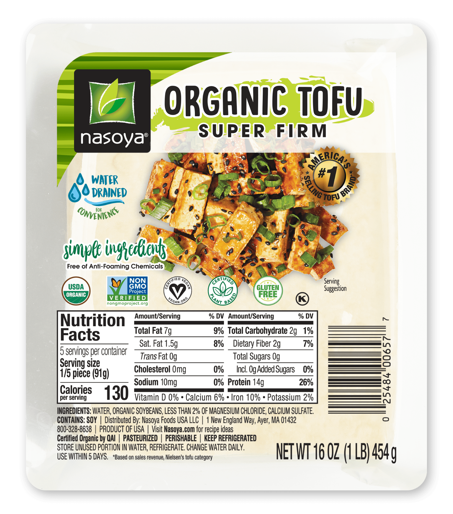 Nasoya Organic Super Firm Tofu 16 oz Plant-Based Protein Non-GMO Vegan ...