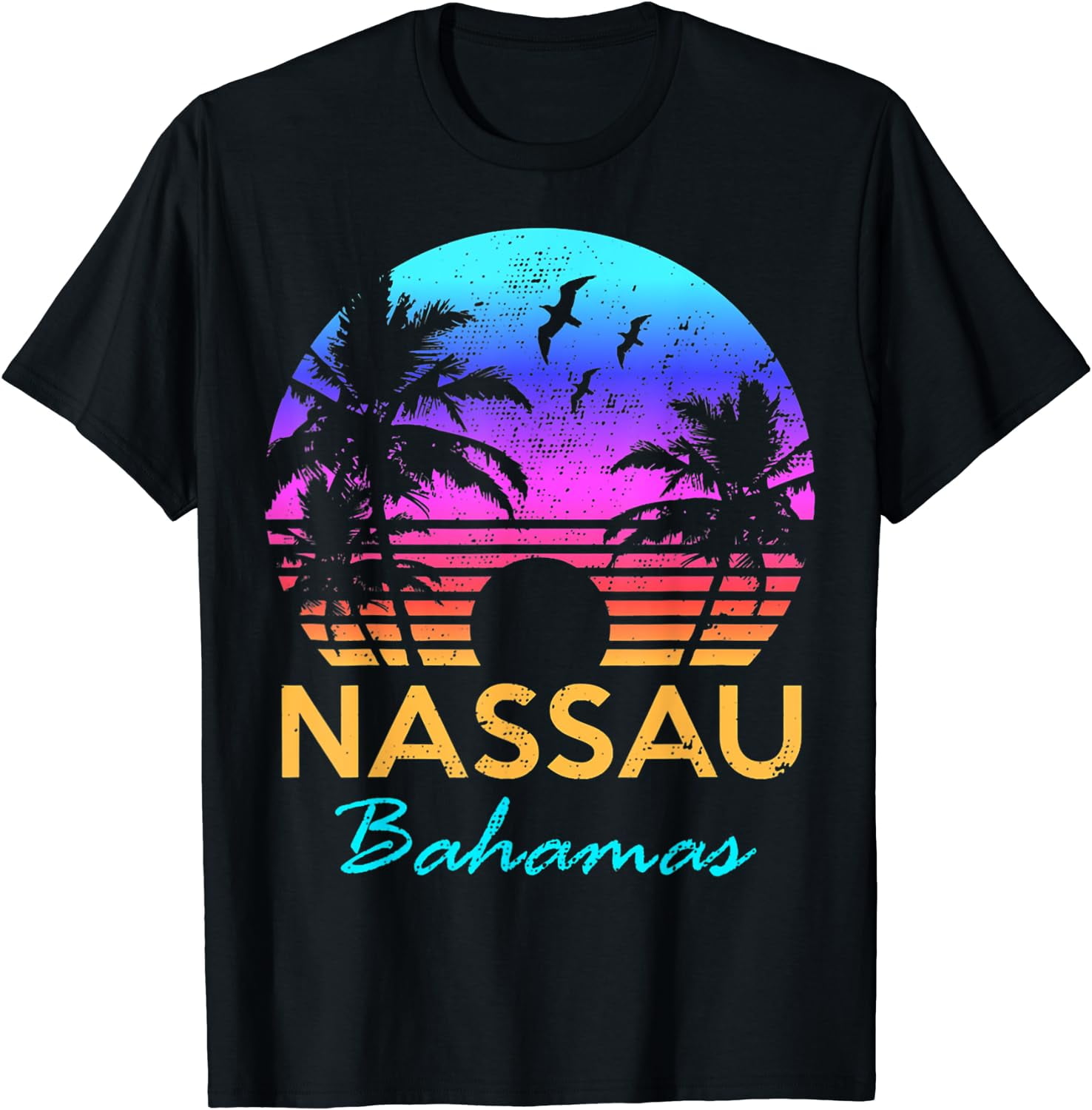 Nassau Bahamas Beach Trip Retro Sunset Summer Vibes Graphic T-Shirt ...