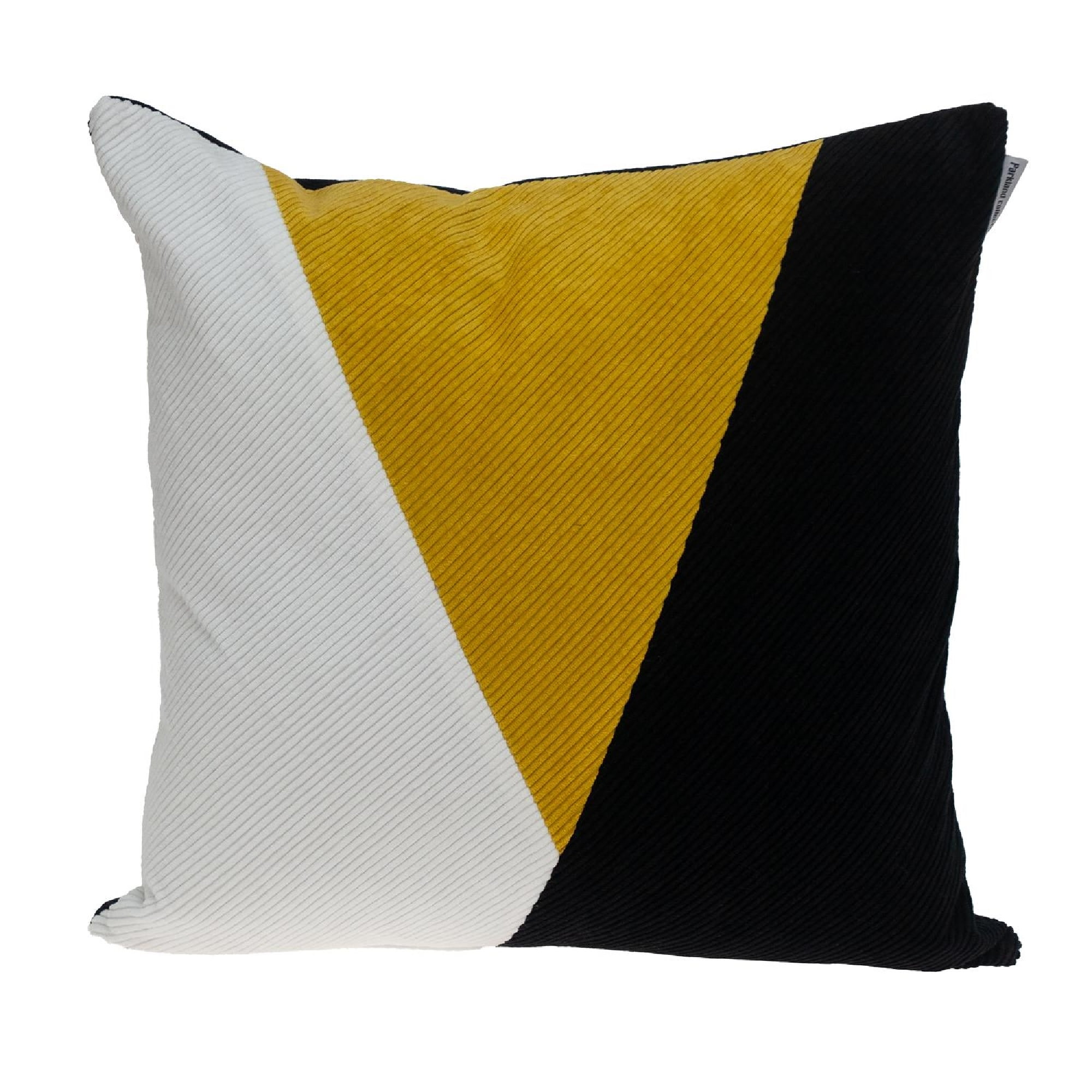 Nassau Collection 20" Mustard Yellow and Black Color Block Square Throw ...