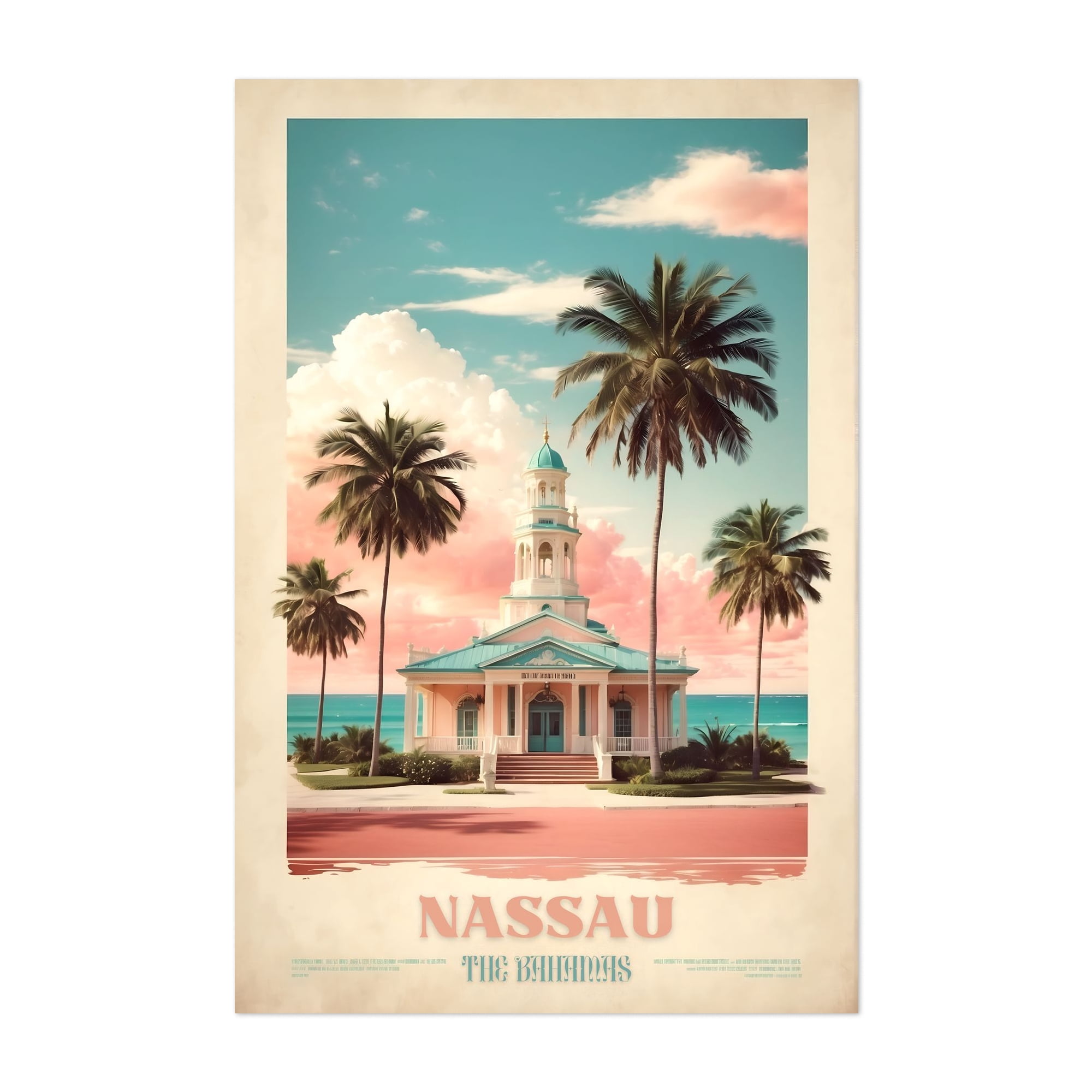 Nassau Vintage Travel Poster - Caribbean Charisma Rediscovered - Nassau ...