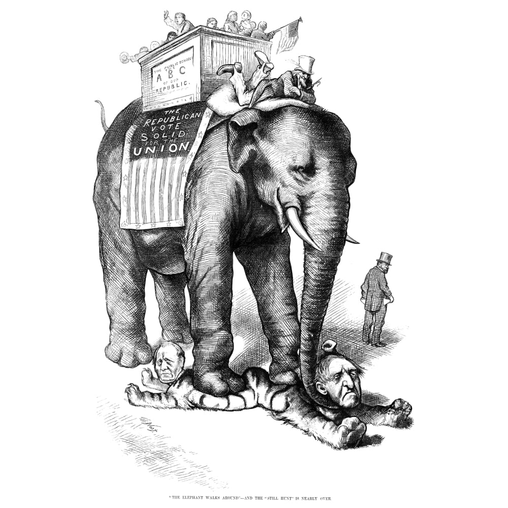 Nast Election 1876. N'"The Elephant Walks Around" - And The "Still Hunt ...