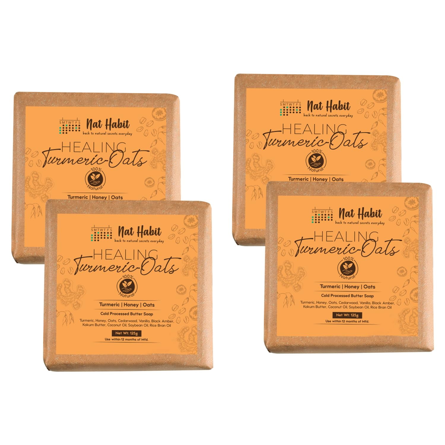 Nat Habit Healing TurmericOats Bath Soap With Ayurvedic Cold Processed For Scar Reduction Gentle ...