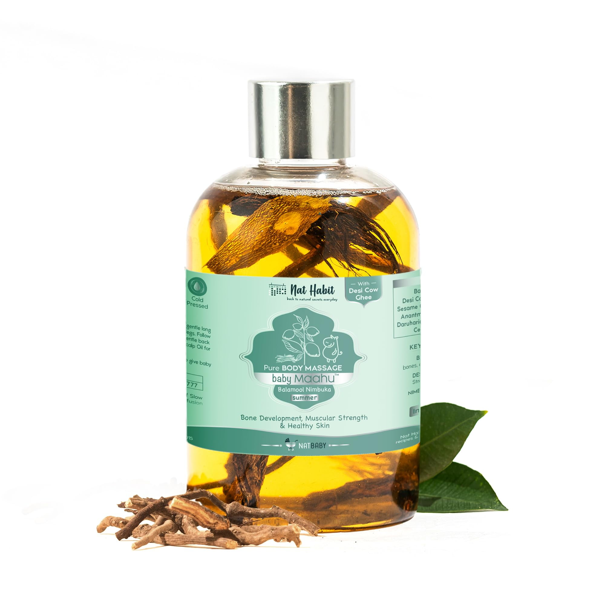 Nat Habit Summer Maahu Baby Massage Oil - Balamool Nimbuka For Bone ...