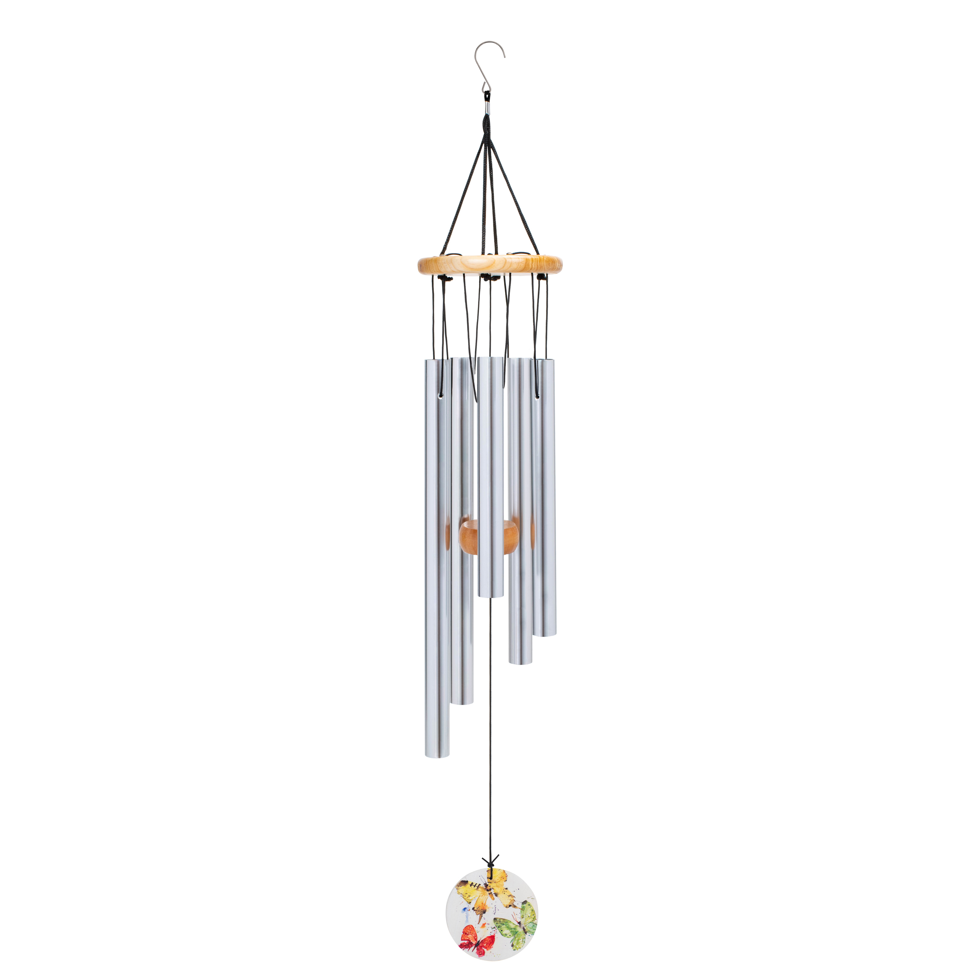 Nat & Jules Butterflies Watercolor White 26 x 4 Aluminum and Wood Wind ...
