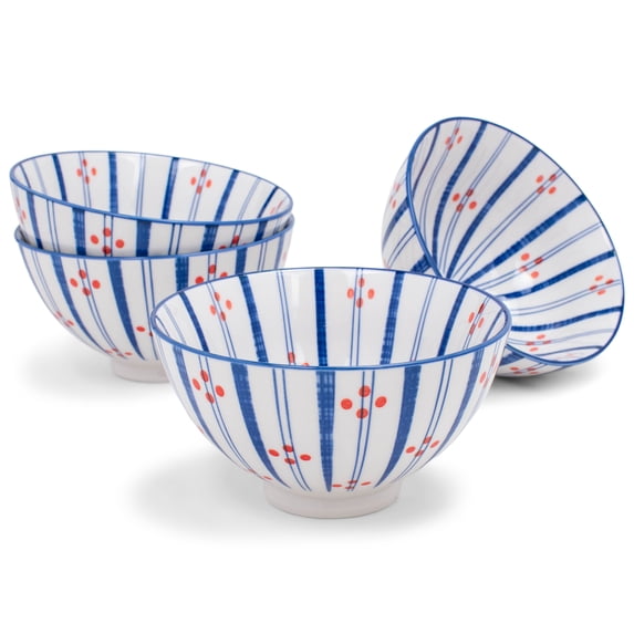 Nat & Jules Stripes and Dots White 18 ounce Ceramic Cereal Bowls Set of ...