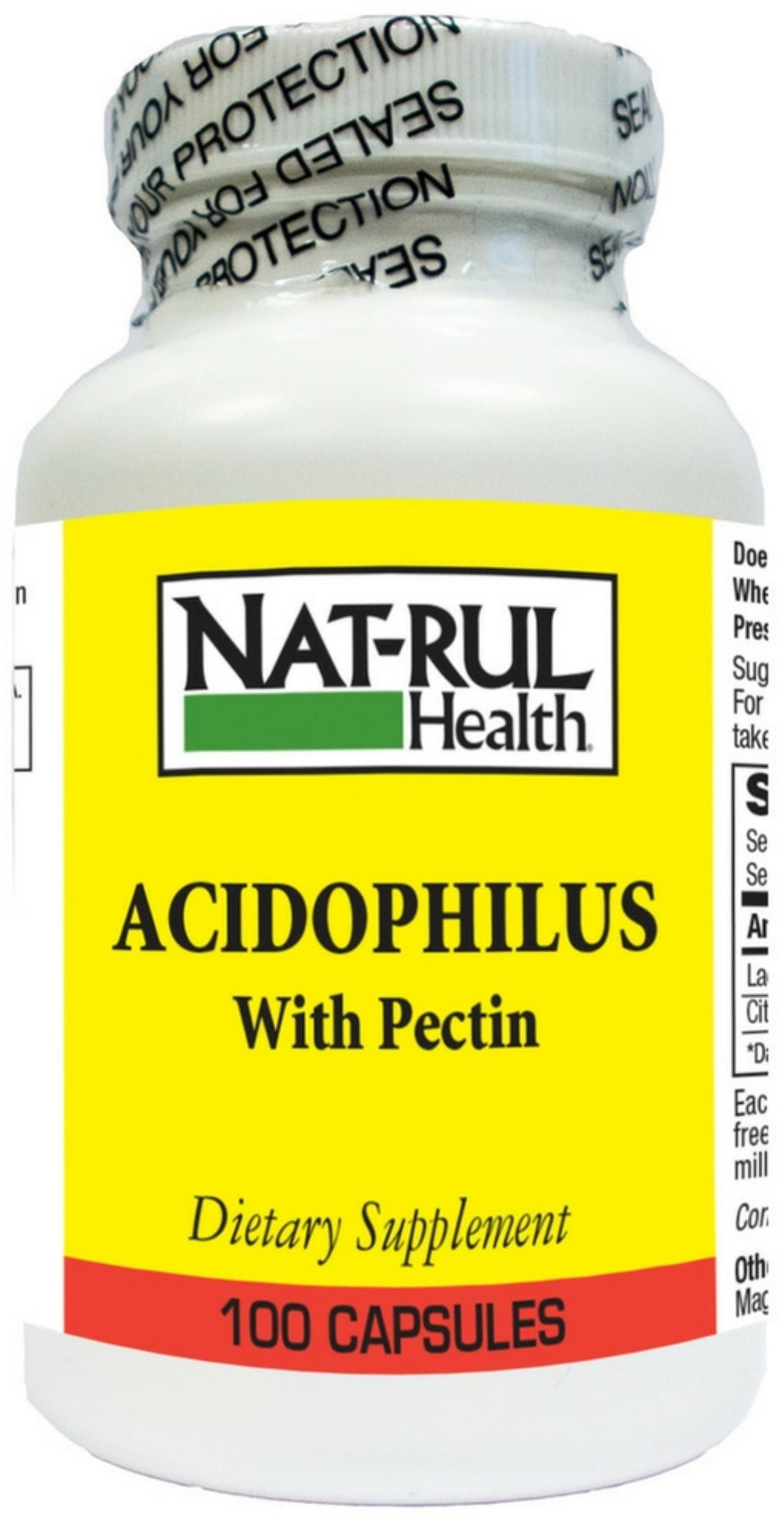 Nat-Rul Acidophilus with Pectin Capsules 100 ea (Pack of 6) - Walmart.com