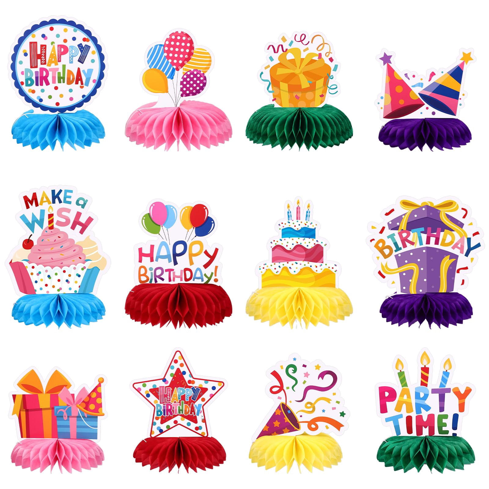 NatNarr 12 Pieces FEV6 Birthday Table Decorations Colorful Happy ...