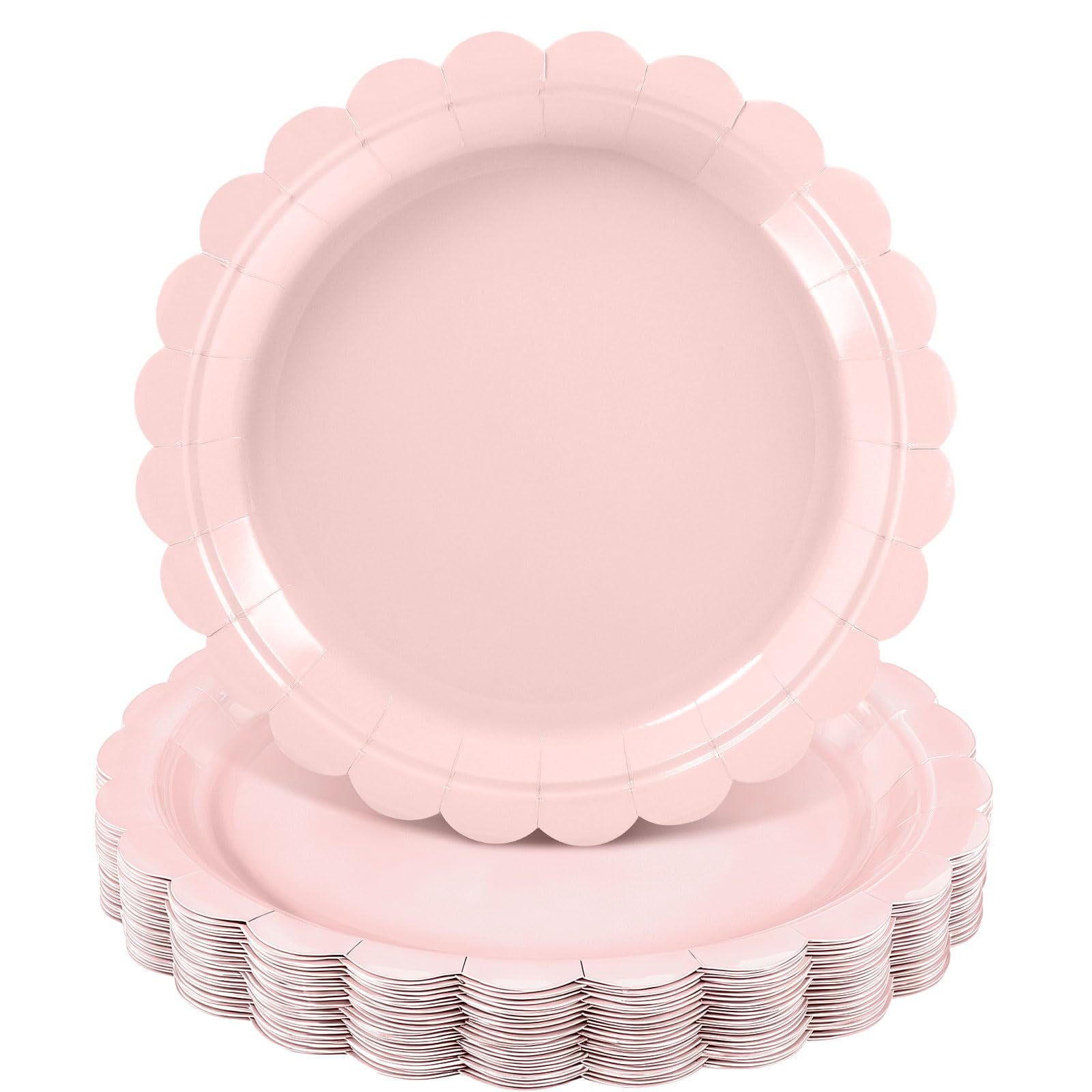 NatNarr 30 Pcs Pink RRF12 Plates 9 Inch Disposable Scalloped Light Pink ...