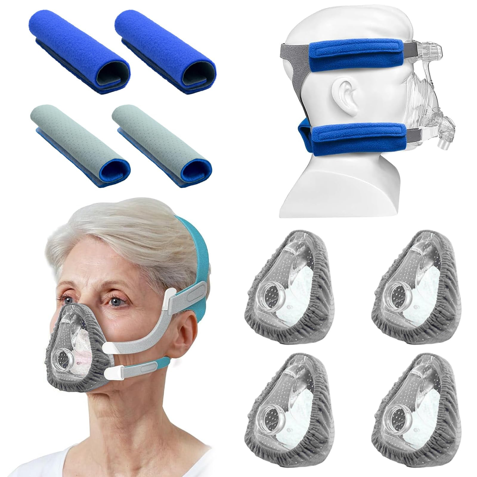 Nataku CPAP'Mask Liners/Strap Covers Kit -Compatible with AirFit F20 ...