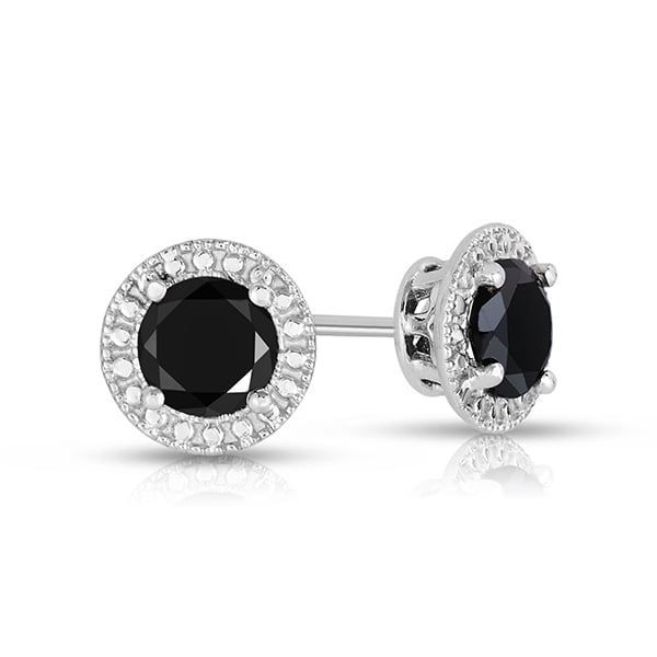 Natalia Drake 1 Cttw Black Diamond Stud Earrings for Women in Rhodium ...