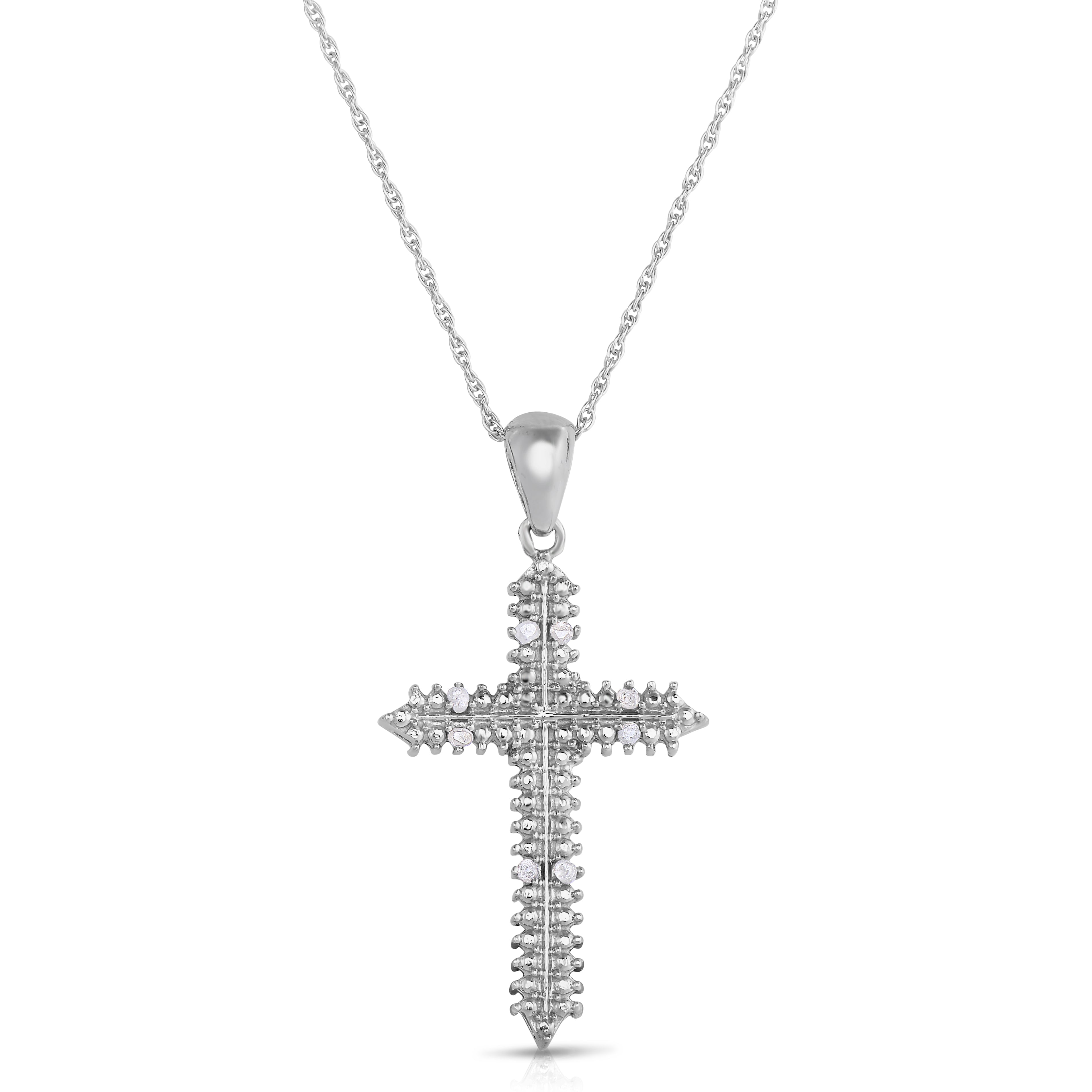 Natalia Drake Diamond Accent Spike Cross Necklace for Women in Sterling ...