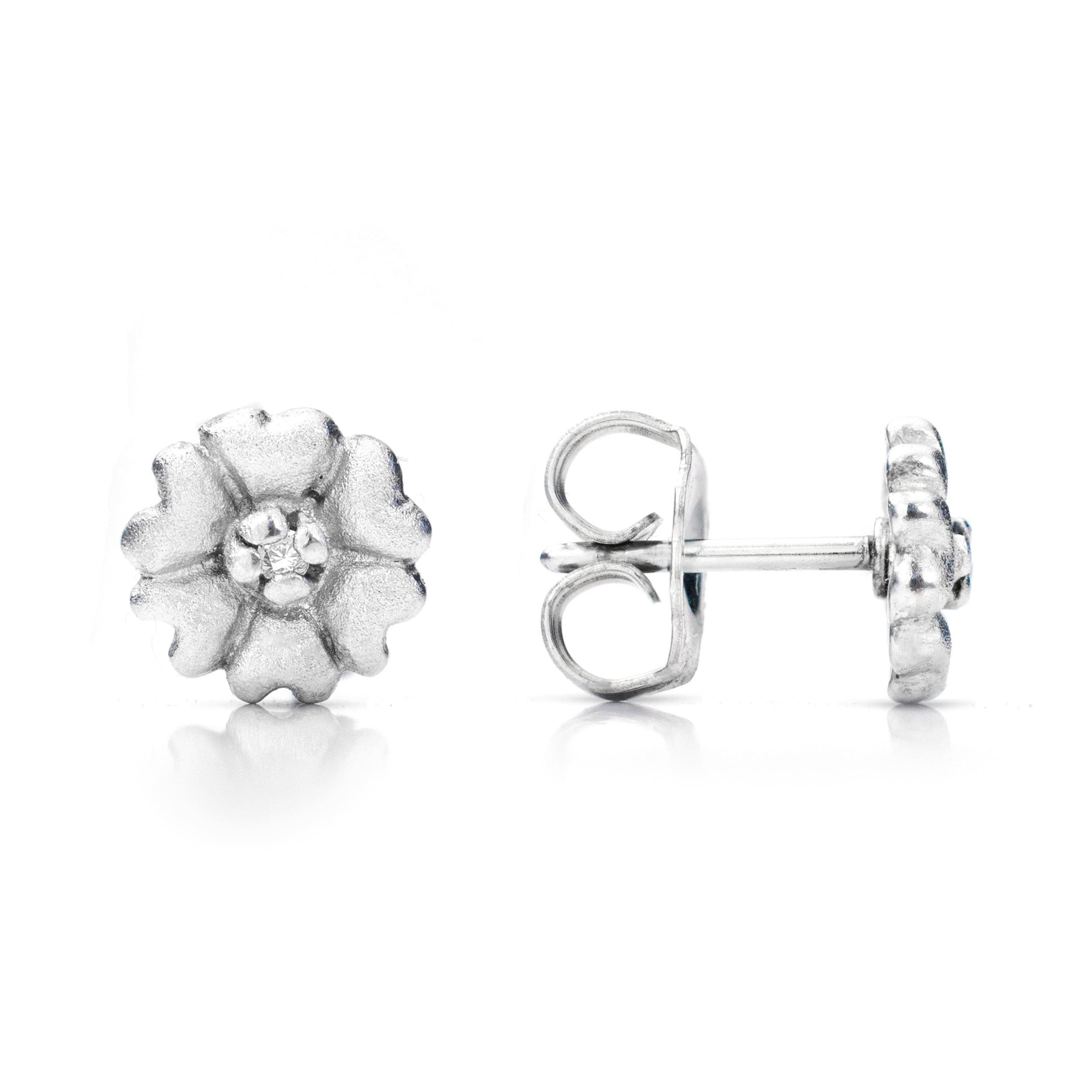 Natalia Drake Diamond Accent Sterling Silver Mini Flower Stud Earrings ...