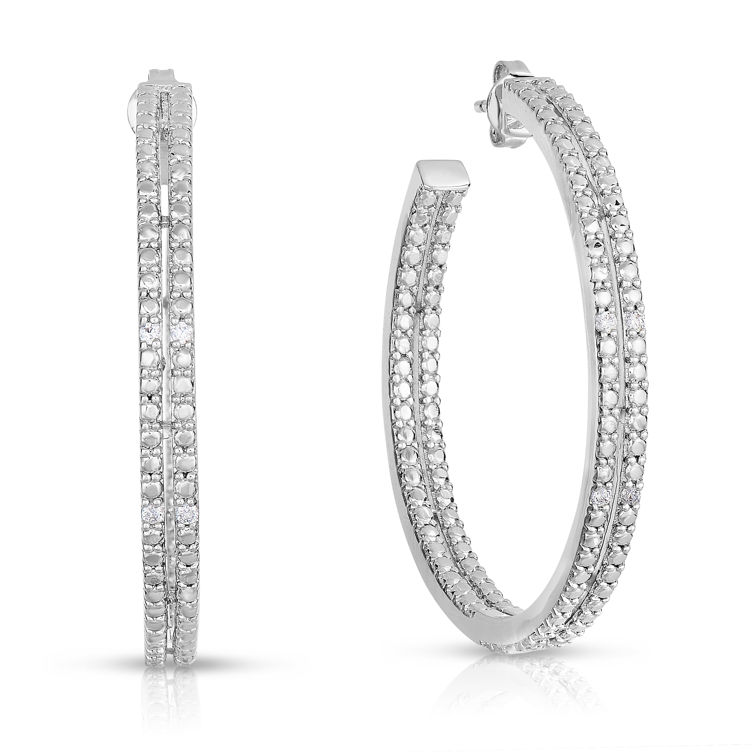 Natalia Drake Large Open Double Row Diamond Accent Hoop Earrings for ...