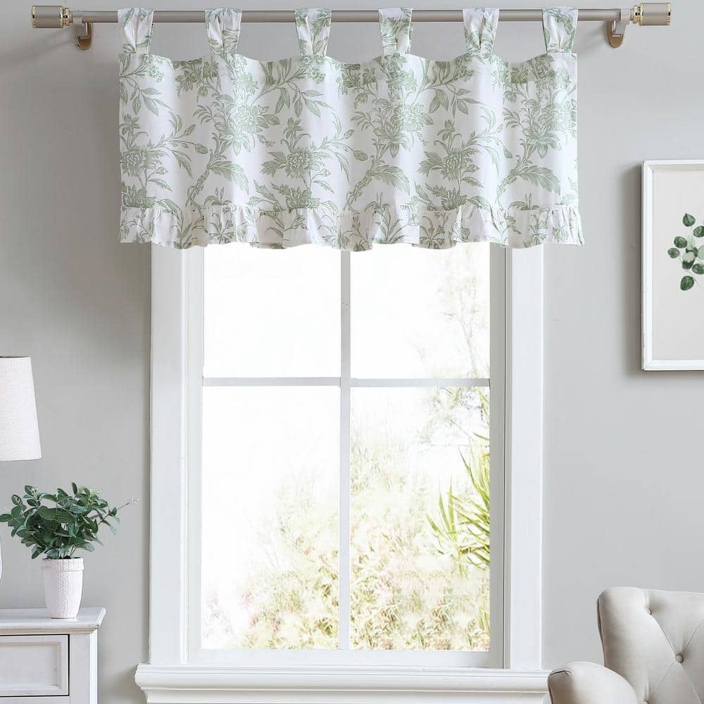 Natalie 20 in. W x 50 in. L Cotton Floral Tab Top Valance in Pastel ...