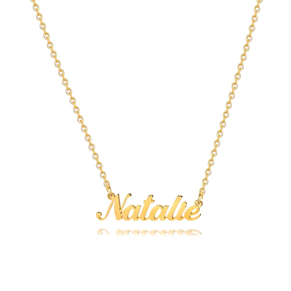 Natalie Name Necklace, 18K Gold Filled Custom Name Necklace ...