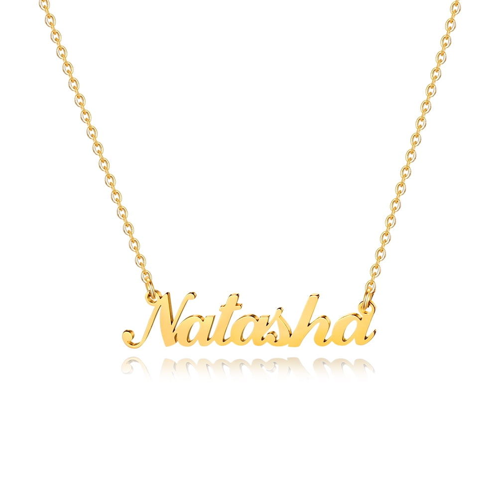 Natasha Name Necklace, 18K Gold Filled Custom Name Necklace ...