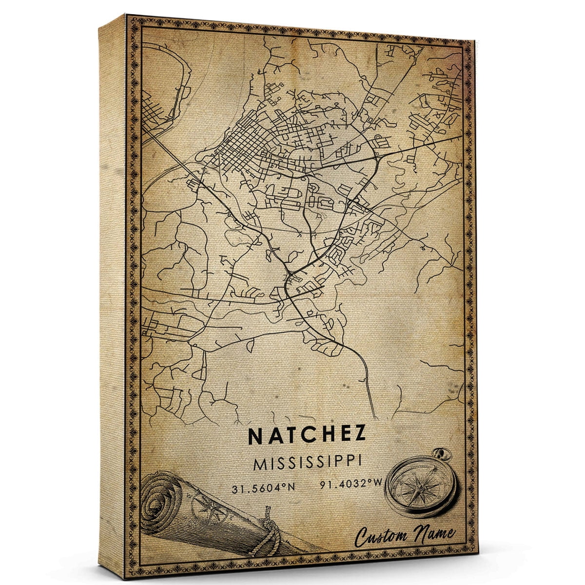 Natchez Map Poster, Mississippi Map Art Poster, Canvas, Natchez Map ...
