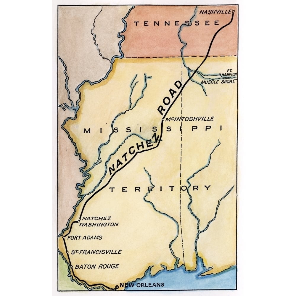 Natchez Trace 1816. Nmap Of The Natchez Road Constructed In The Early ...