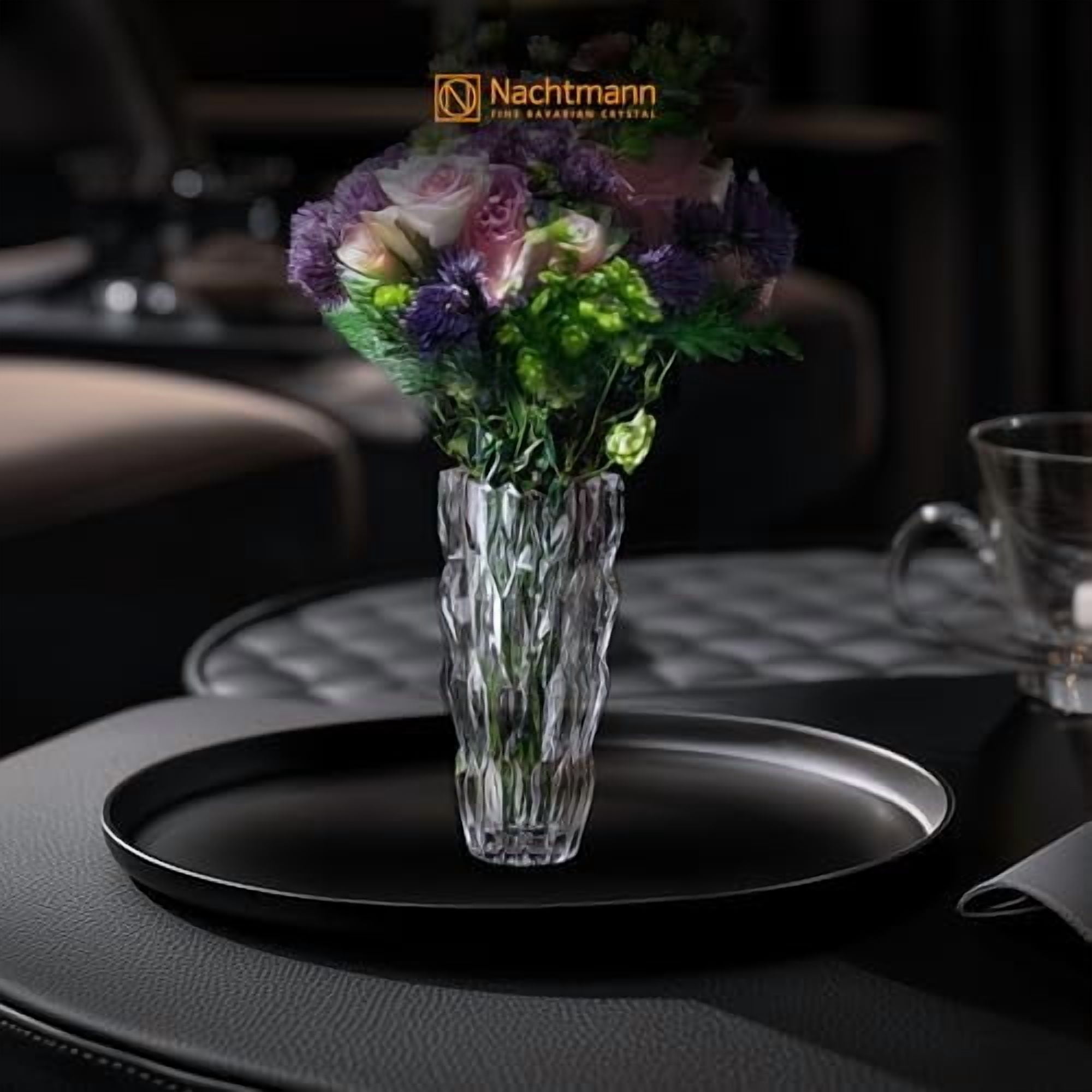 Natchmann 10.2" Quartz Vase - Lead-Free Crystal Glass Vase with ...