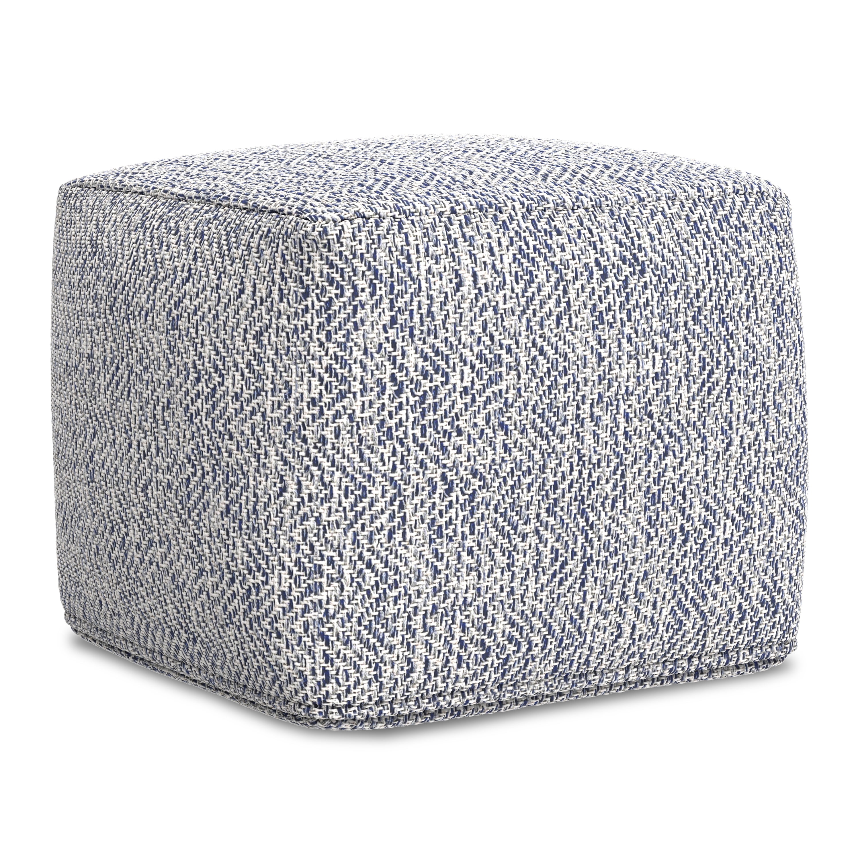 Nate 18 inch Wide Boho Square Pouf in Denim Mélange Cotton - Walmart.com