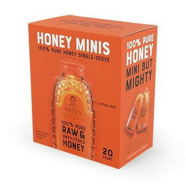 Nate's Honey Minis - Single-Serve 100% Pure, Raw & Unfiltered Honey – 0 ...