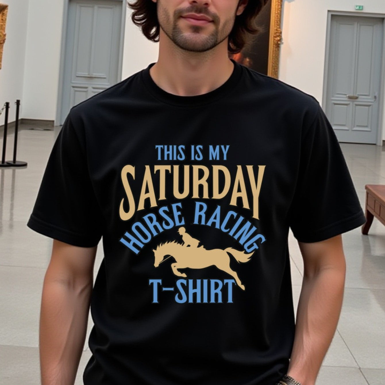 Natee Local Warehouse Saturday Horse Racing Enthusiast'S Black T-Shirt ...