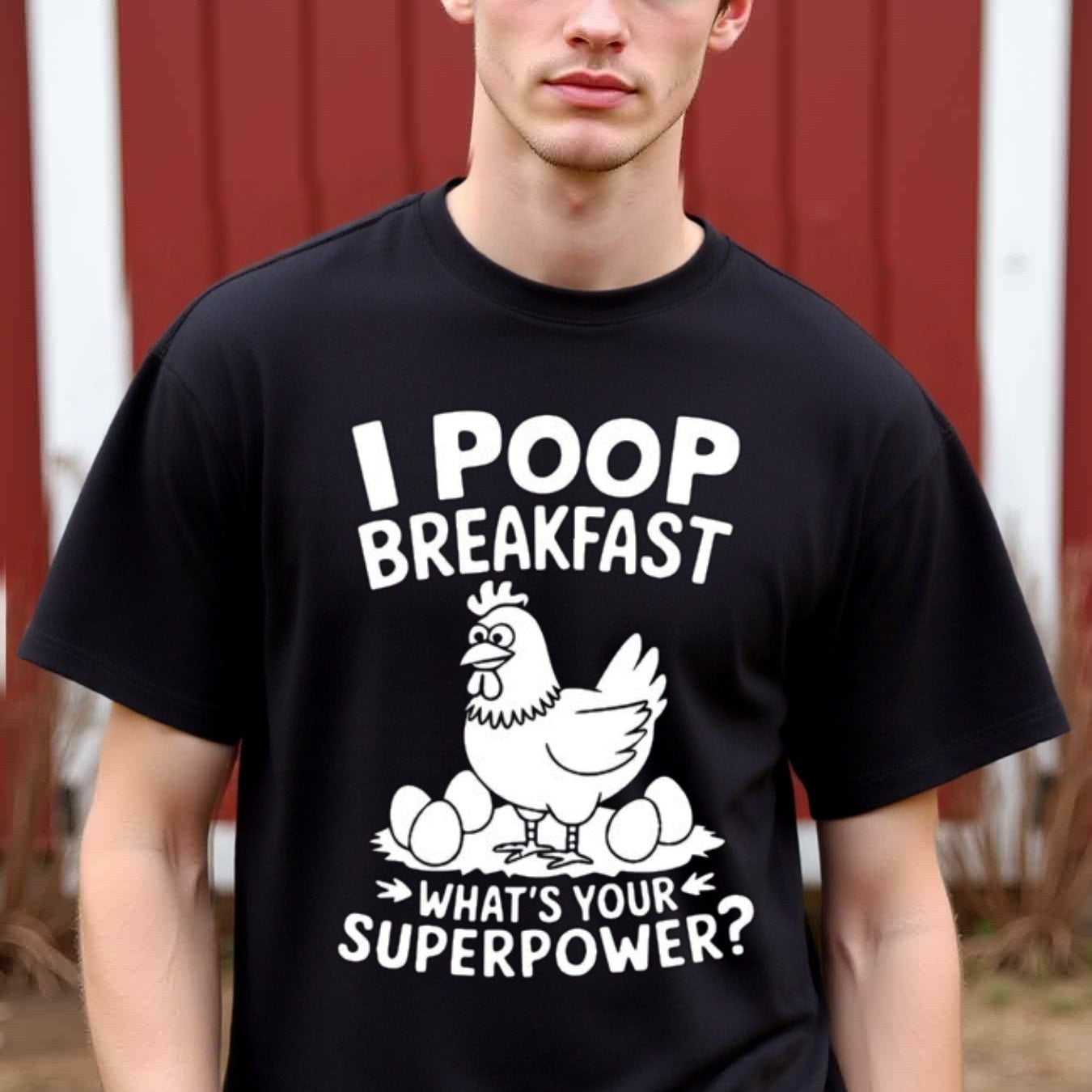 Natee Men'S Funny I Poop Breakfast Chicken Poops Superpower Graphic ...