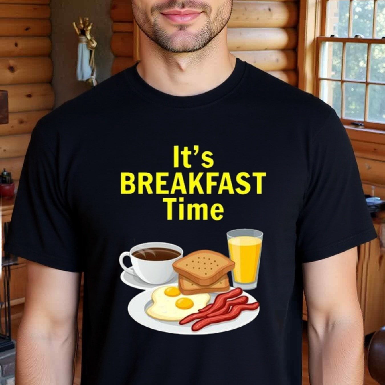 Natee Men'S Funny "It'S Breakfast Time" Graphic T-Shirt - Vintage Food ...