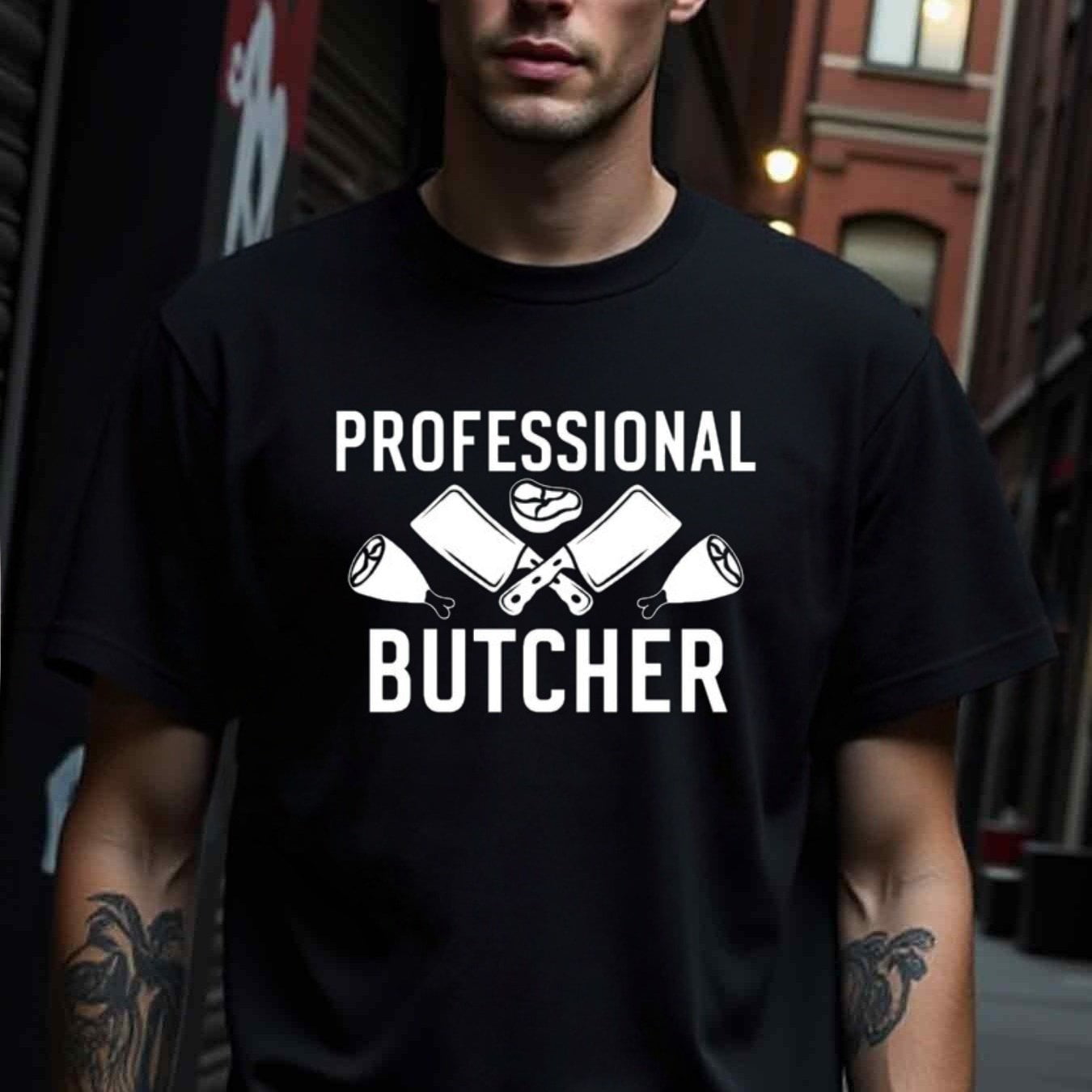 Natee Men'S Professional Butcher Graphic Thirt - Heavyweight 180gsm ...