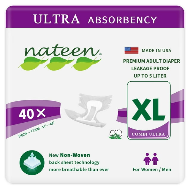 Nateen Combi Ultra Adult Diapers,Unisex Disposable Incontinence Briefs ...